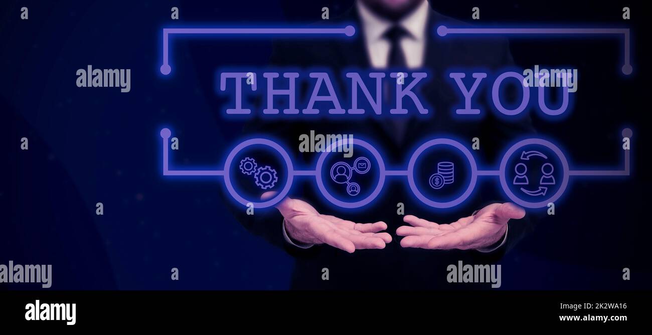 Conceptual display Thank You. Business concept replaying on something good or greetings with ...