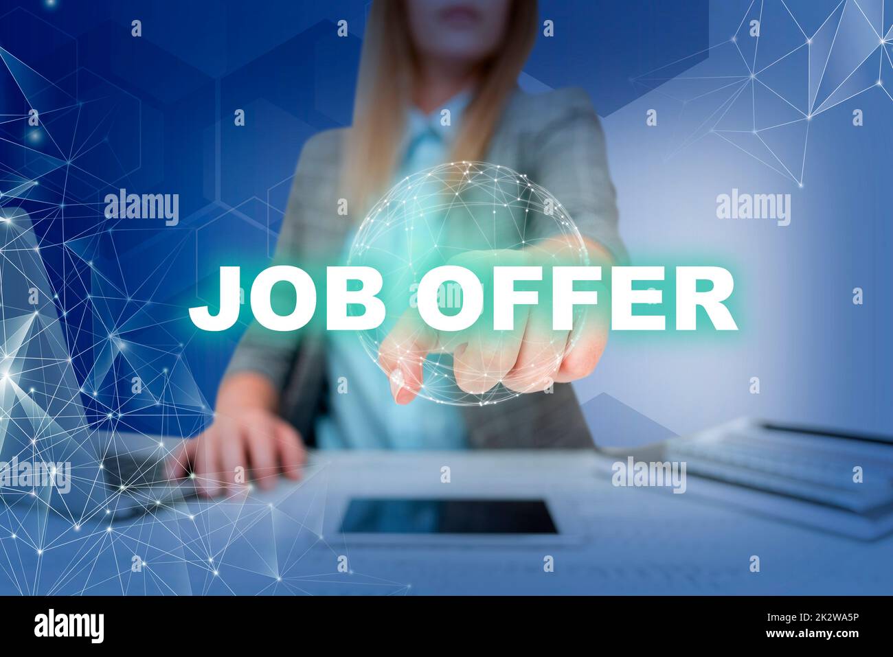 Hand writing sign Job Offer. Word Written on A peron or company that ...