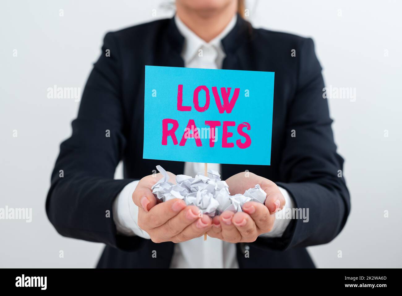 Text caption presenting Low Rates. Business concept A cost of an item ...