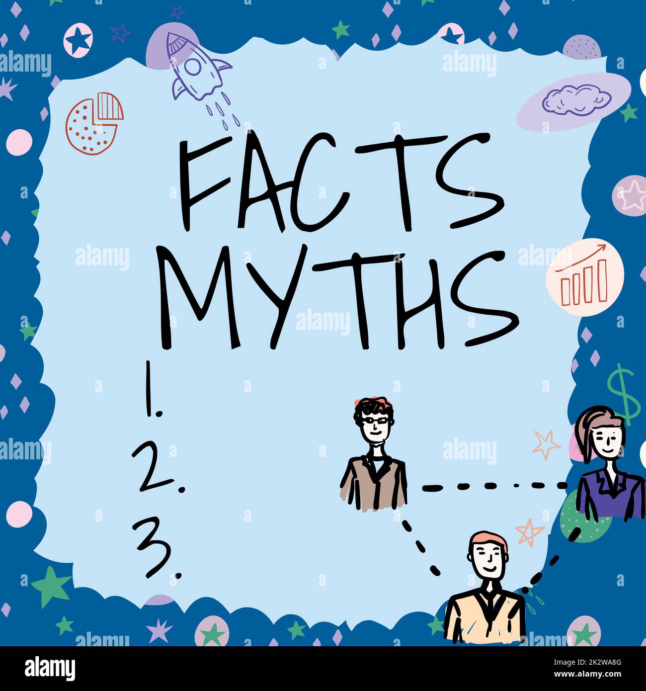 Hand writing sign Facts Myths. Conceptual photo work based on ...