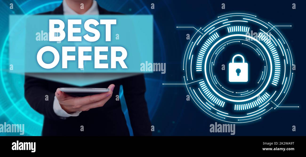 Conceptual caption Best Offer. Business idea To convince someone by ...