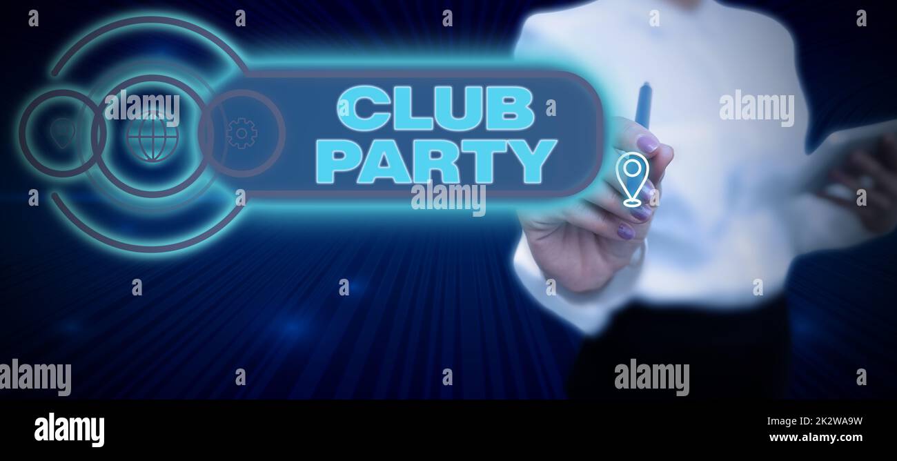 Writing displaying text Club Party. Concept meaning social gathering in ...