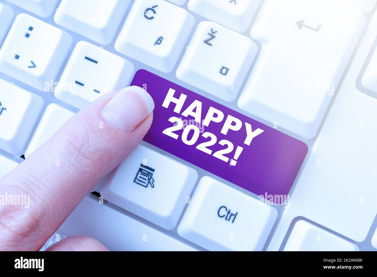 Hand writing sign Happy 2022. Business showcase time or day at which a ...