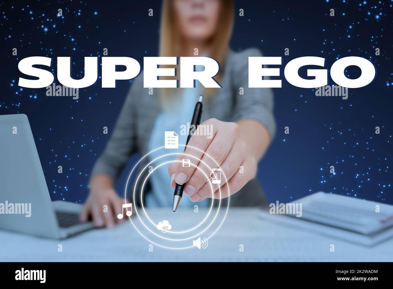 Text caption presenting Super Ego. Business showcase The I or self of ...
