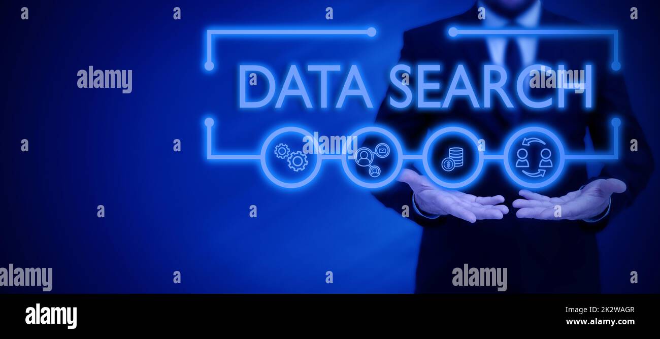 Sign displaying Data Search. Conceptual photo gathers and reports ...
