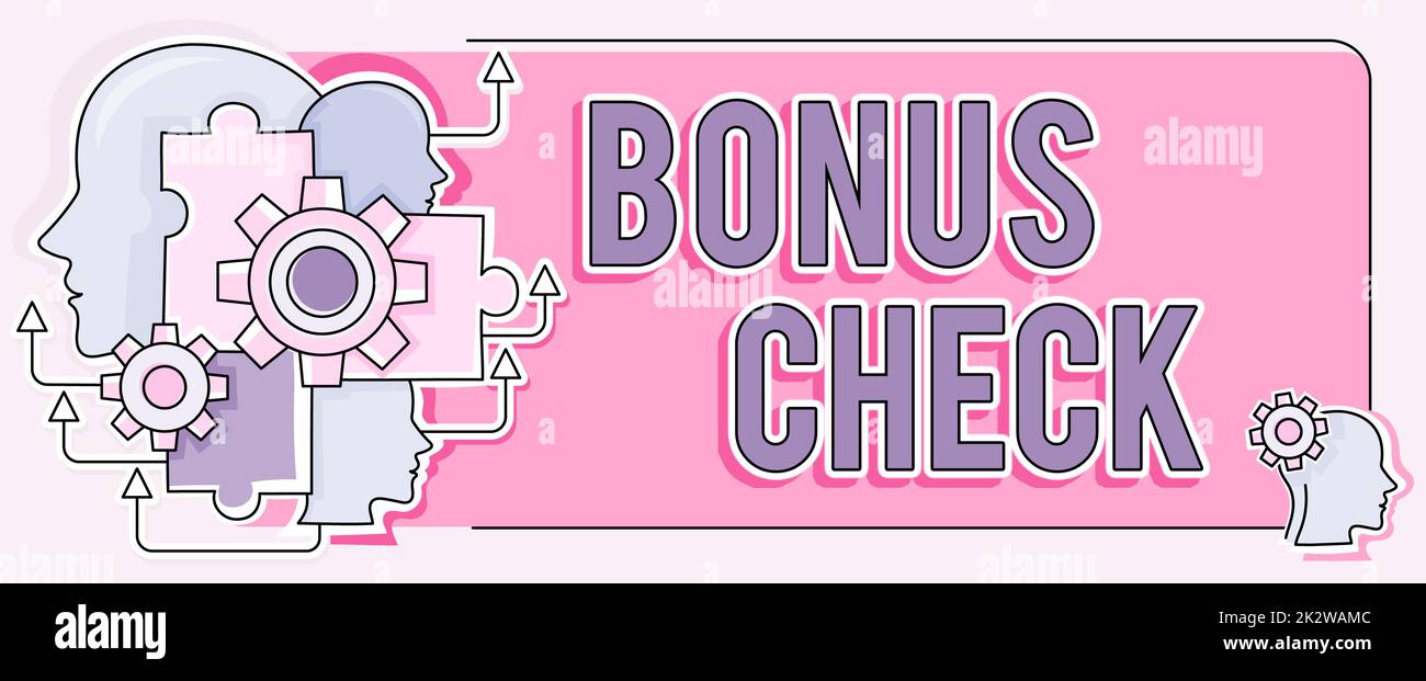 Conceptual caption Bonus Check. Business showcase something in addition ...