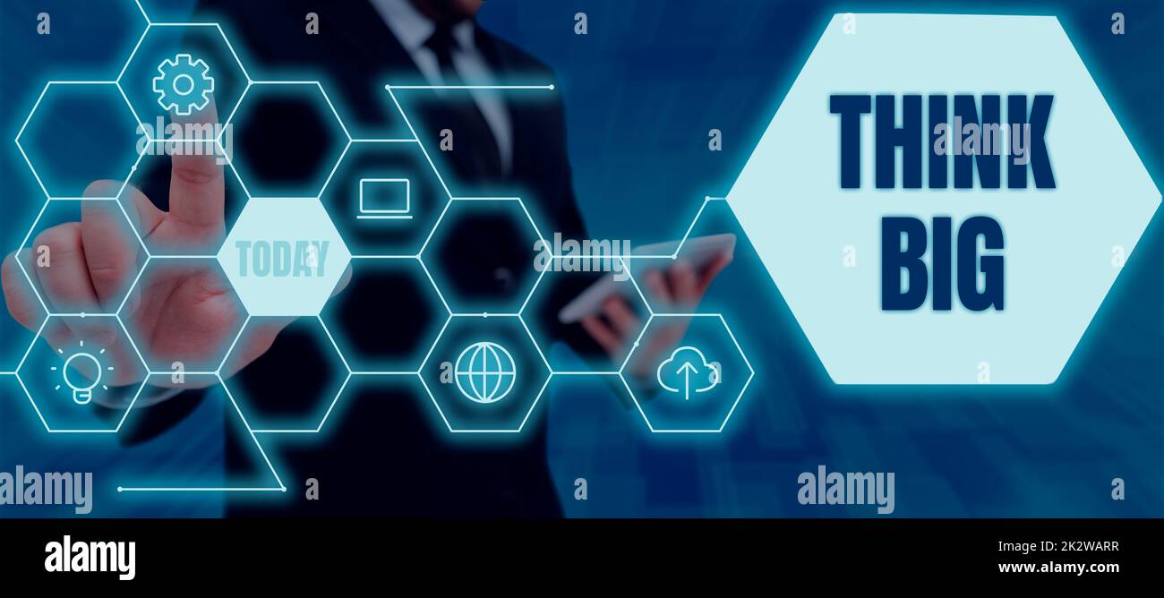 Text sign showing Think Big. Business concept To plan for something ...