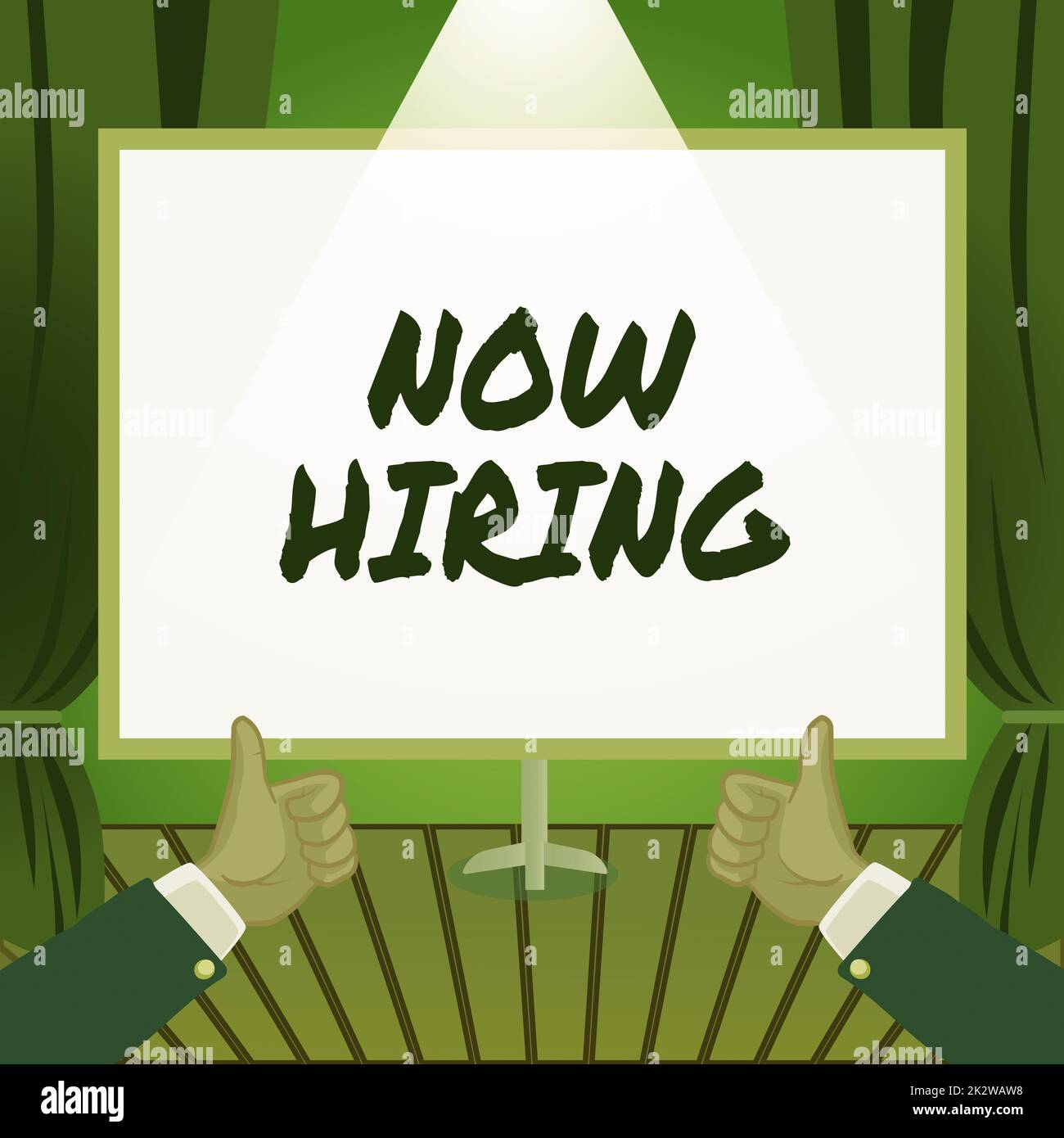 Sign displaying Now Hiring. Internet Concept announcing that certain ...