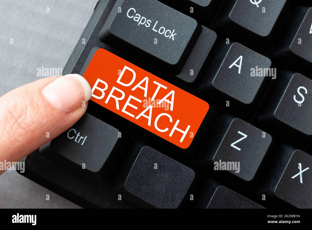 Text showing inspiration Data Breach. Word Written on security incident ...