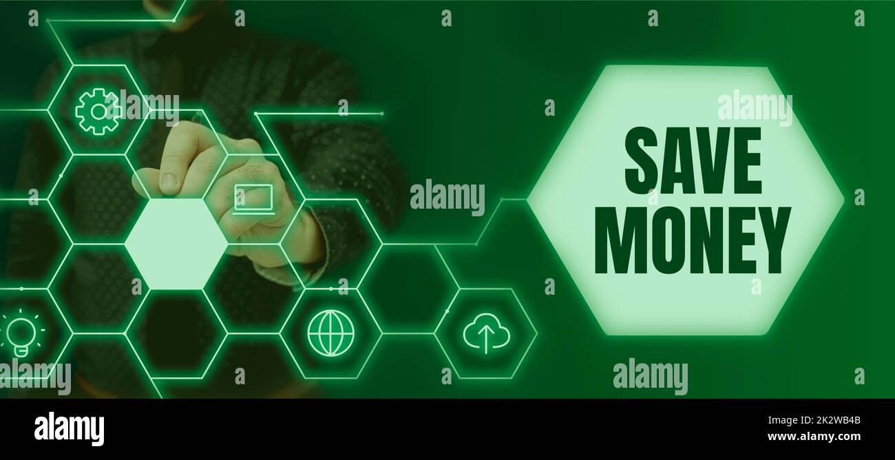 Text caption presenting Save Money. Business approach store some of ...