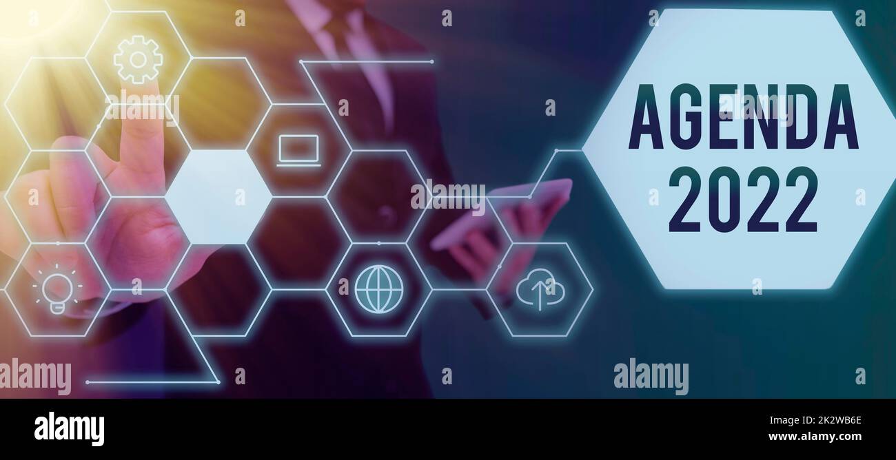 Writing displaying text Agenda 2022. Internet Concept list of ...