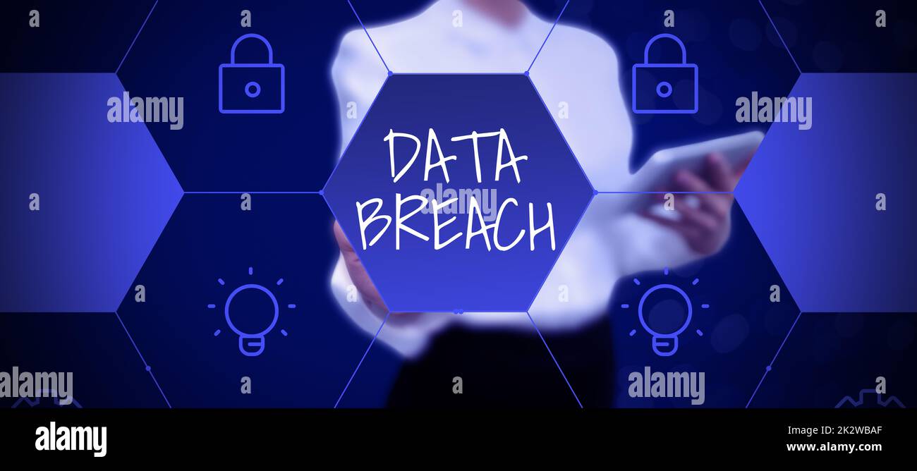 Text showing inspiration Data Breach. Business approach security ... Text showing inspiration Data Breach. Business approach security ...