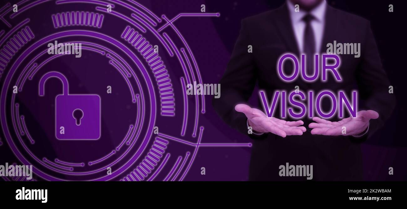 Writing displaying text Our Vision. Concept meaning plan for next five ...