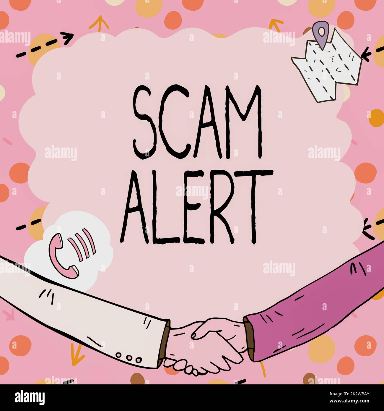Sign displaying Scam Alert. Word Written on warning someone about ...