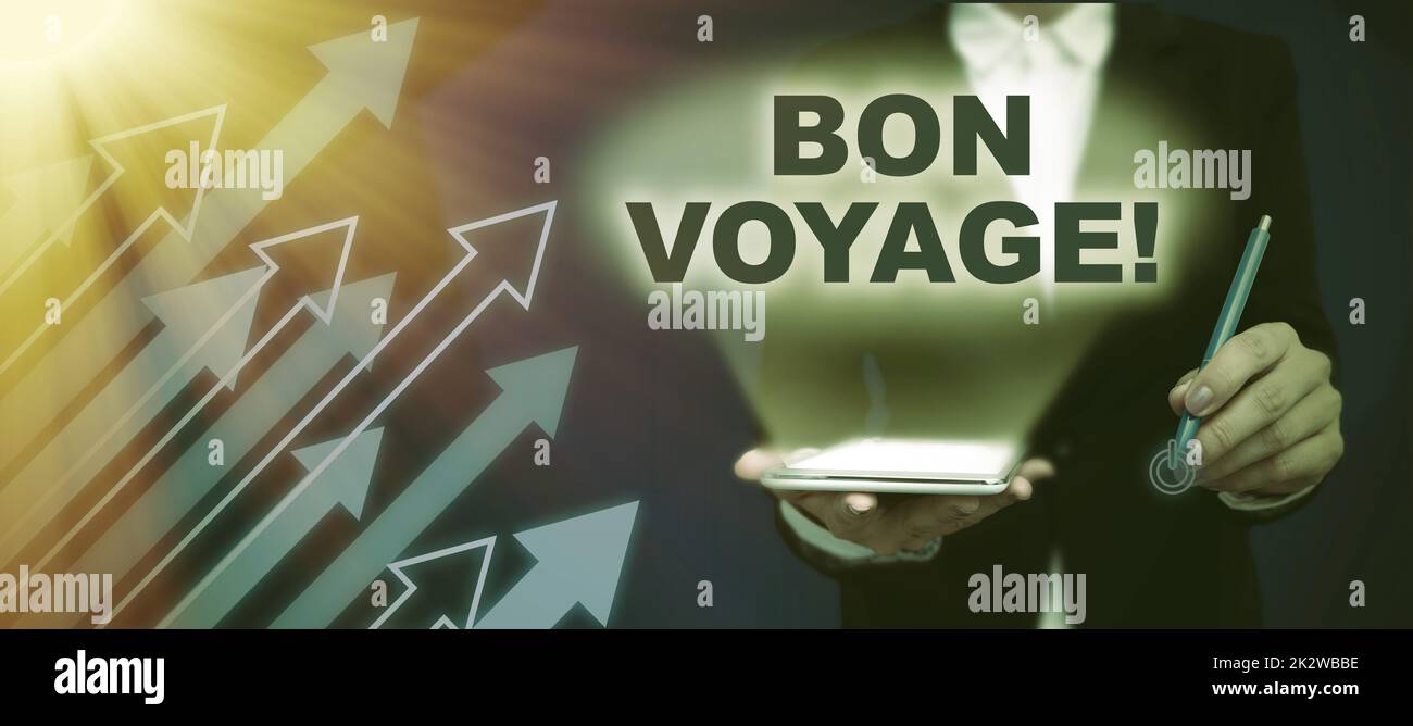 Conceptual caption Bon Voyage. Business showcase used express good ...