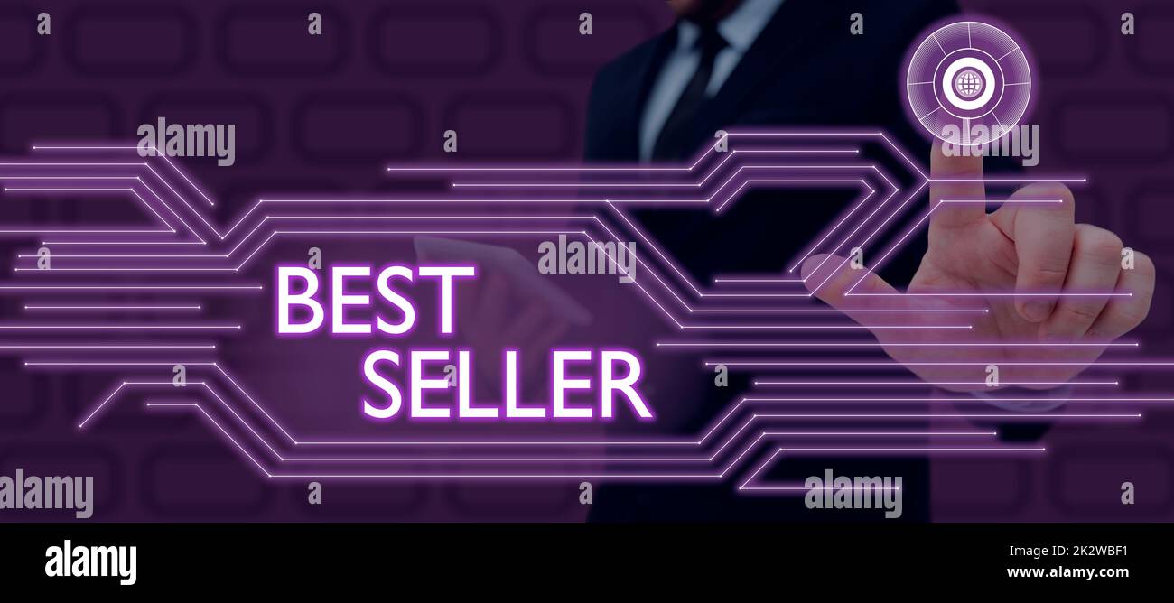 Sign displaying Best Seller. Business approach book or other product ...