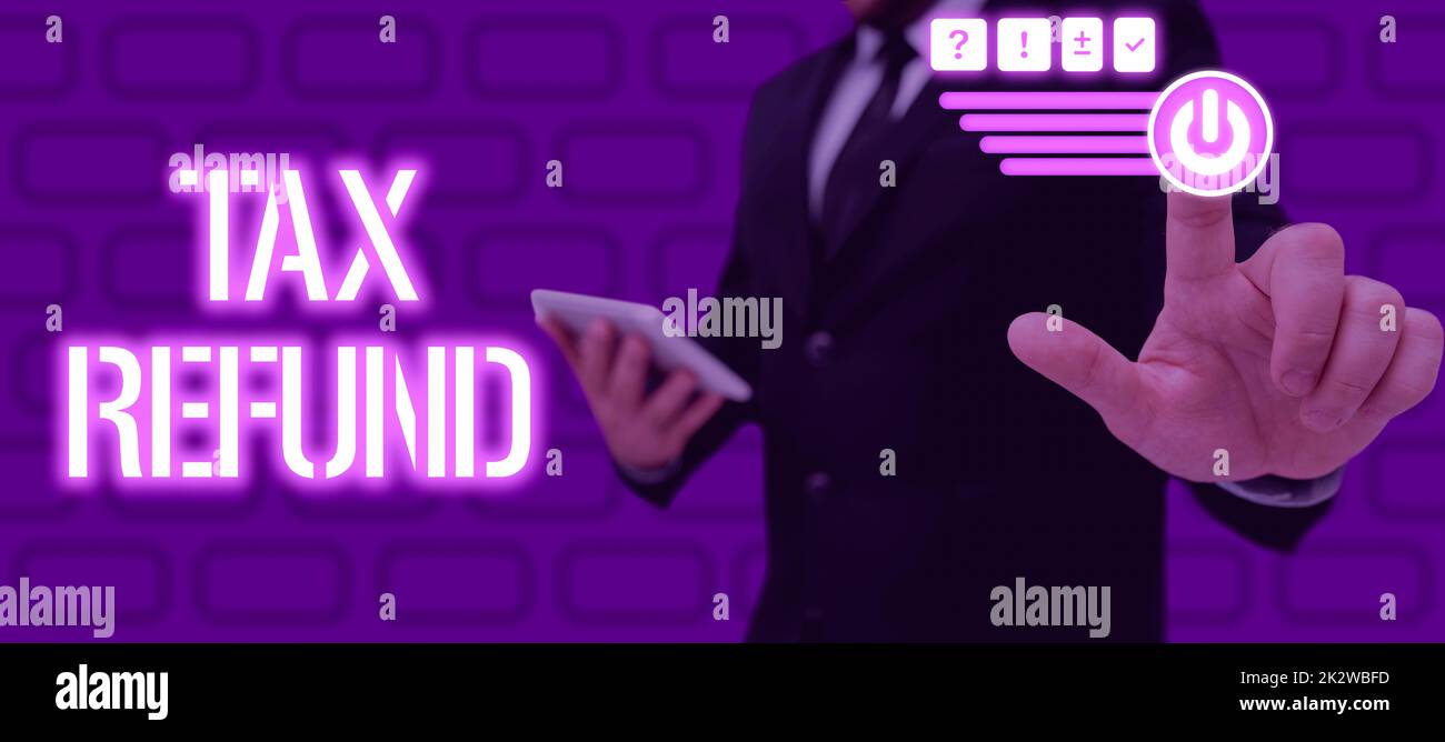 Text showing inspiration Tax Refund. Business concept applied when ...