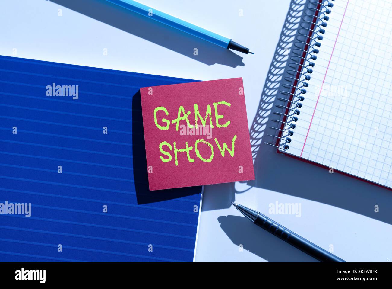 Text sign showing Game Show. Word Written on Program in television or ...