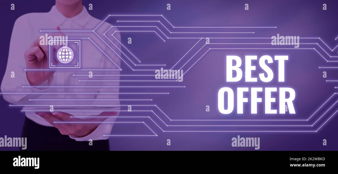 Hand writing sign Best Offer. Word Written on To convince someone by ...