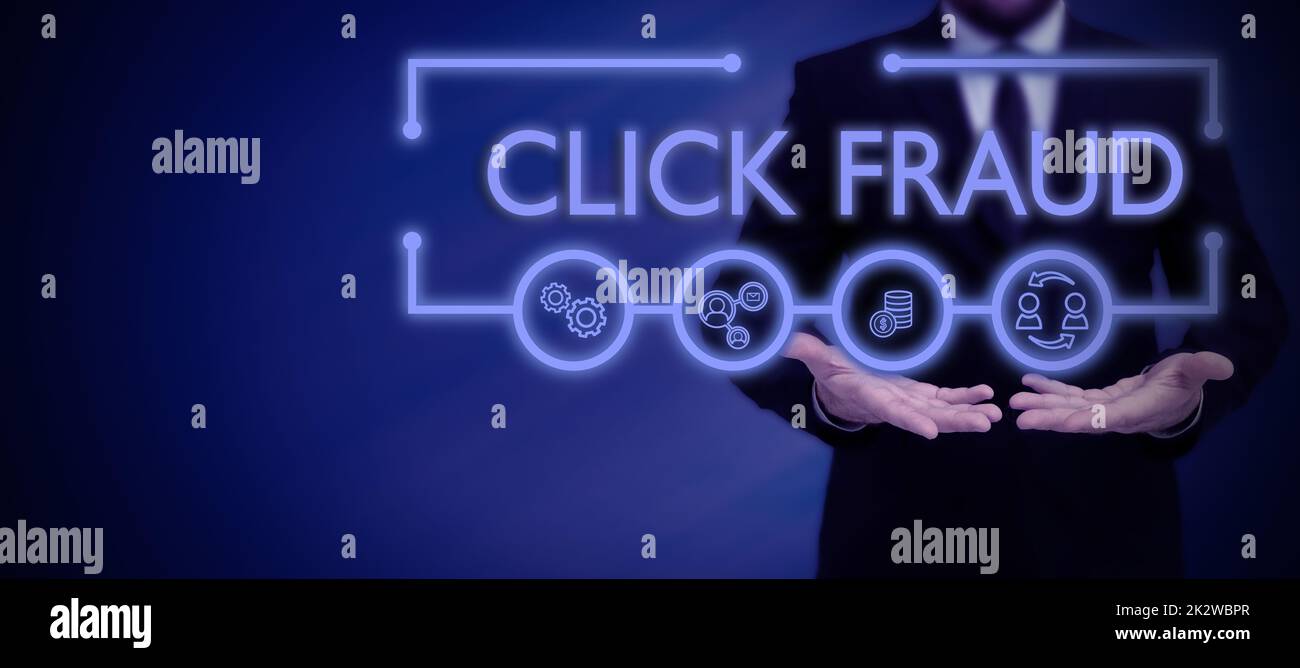 Inspiration showing sign Click Fraud. Business overview practice of ...