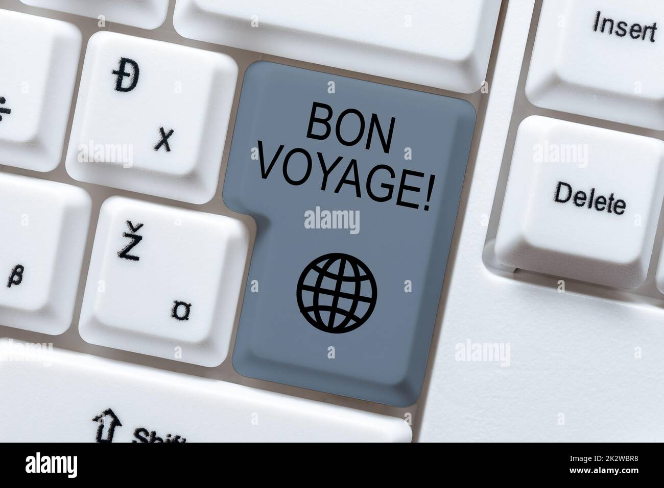 Writing displaying text Bon Voyage. Business approach used express good ...