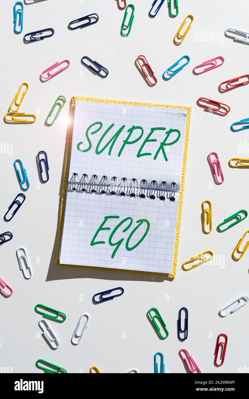 Text caption presenting Super Ego. Business approach The I or self of ...