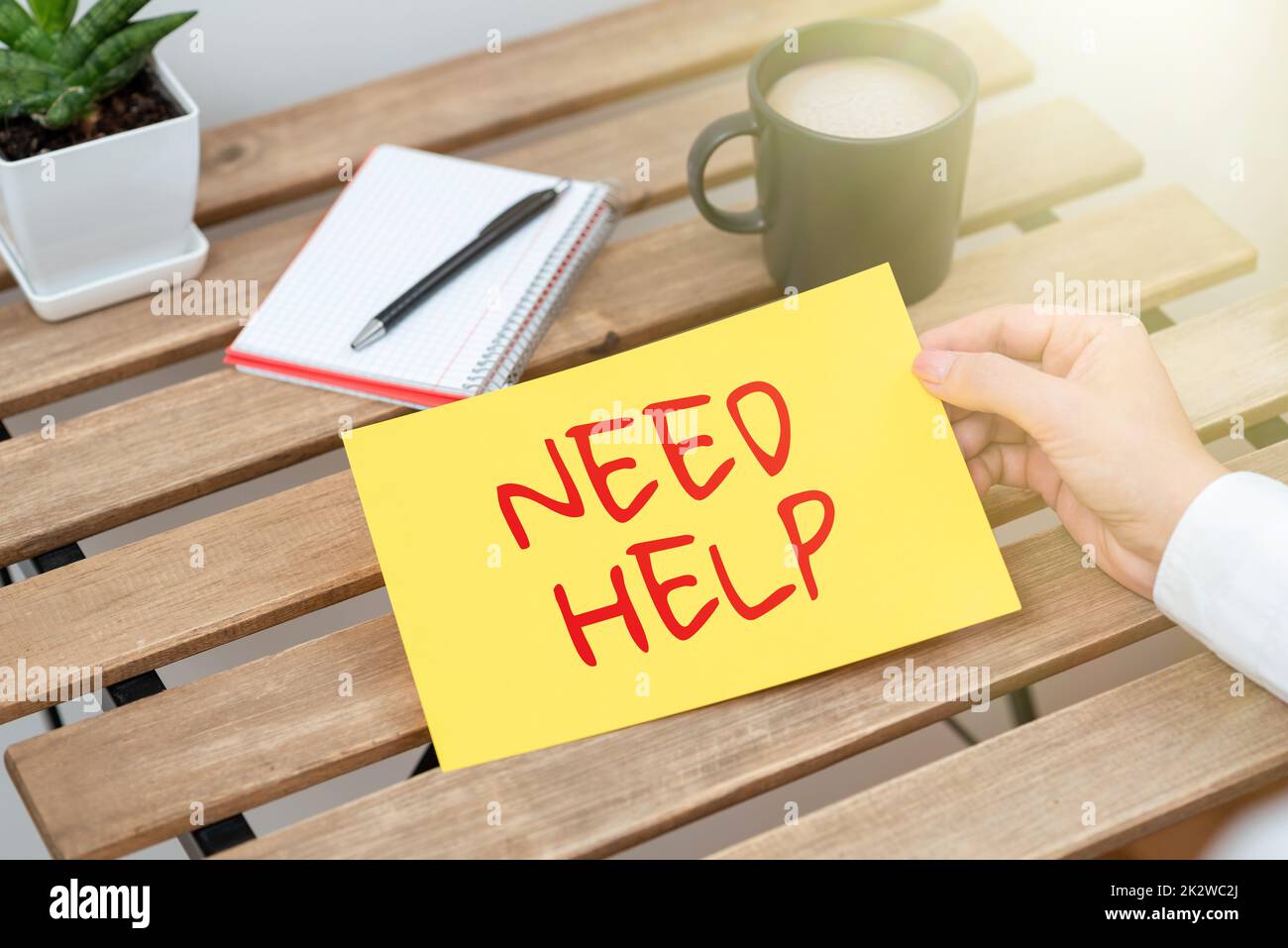 Handwriting text Need Help. Business showcase When someone is under ...