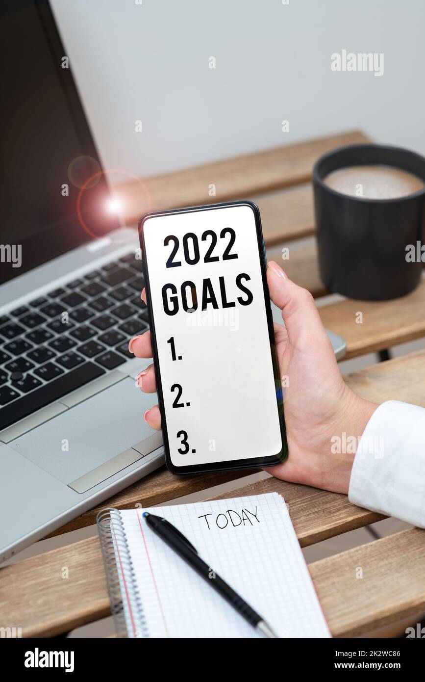 Text showing inspiration 2022 Goals. Conceptual photo A plan to do for ...