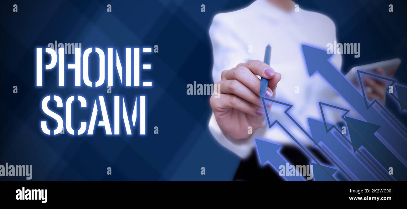 Hand writing sign Phone Scam. Conceptual photo getting unwanted calls to promote products or ...