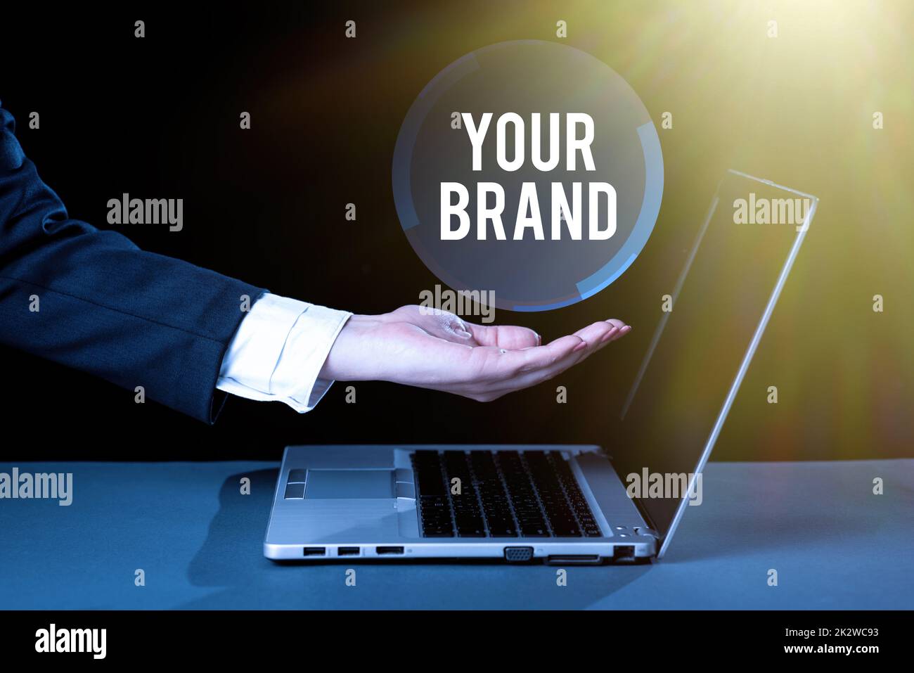 Sign displaying Your Brand. Word Written on A name of any kind that is ...