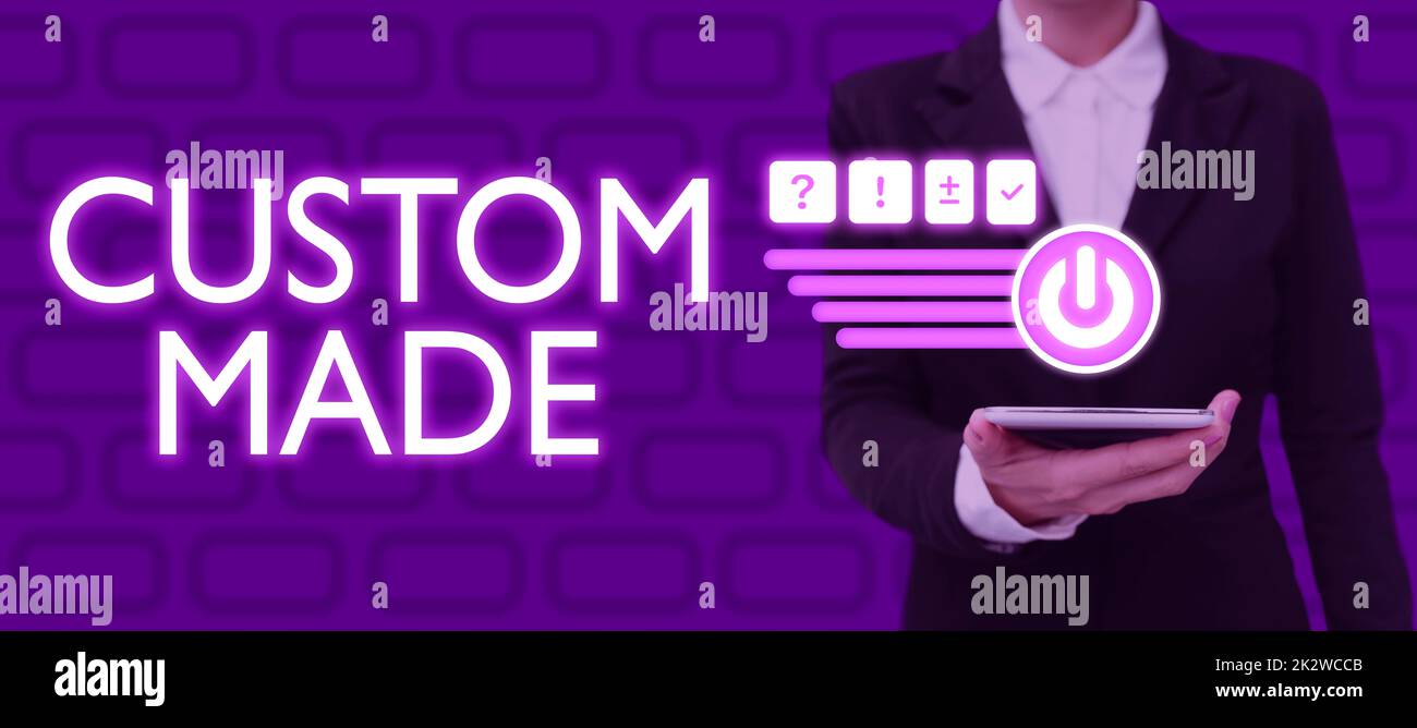 Writing displaying text Custom Made. Business showcase something is ...