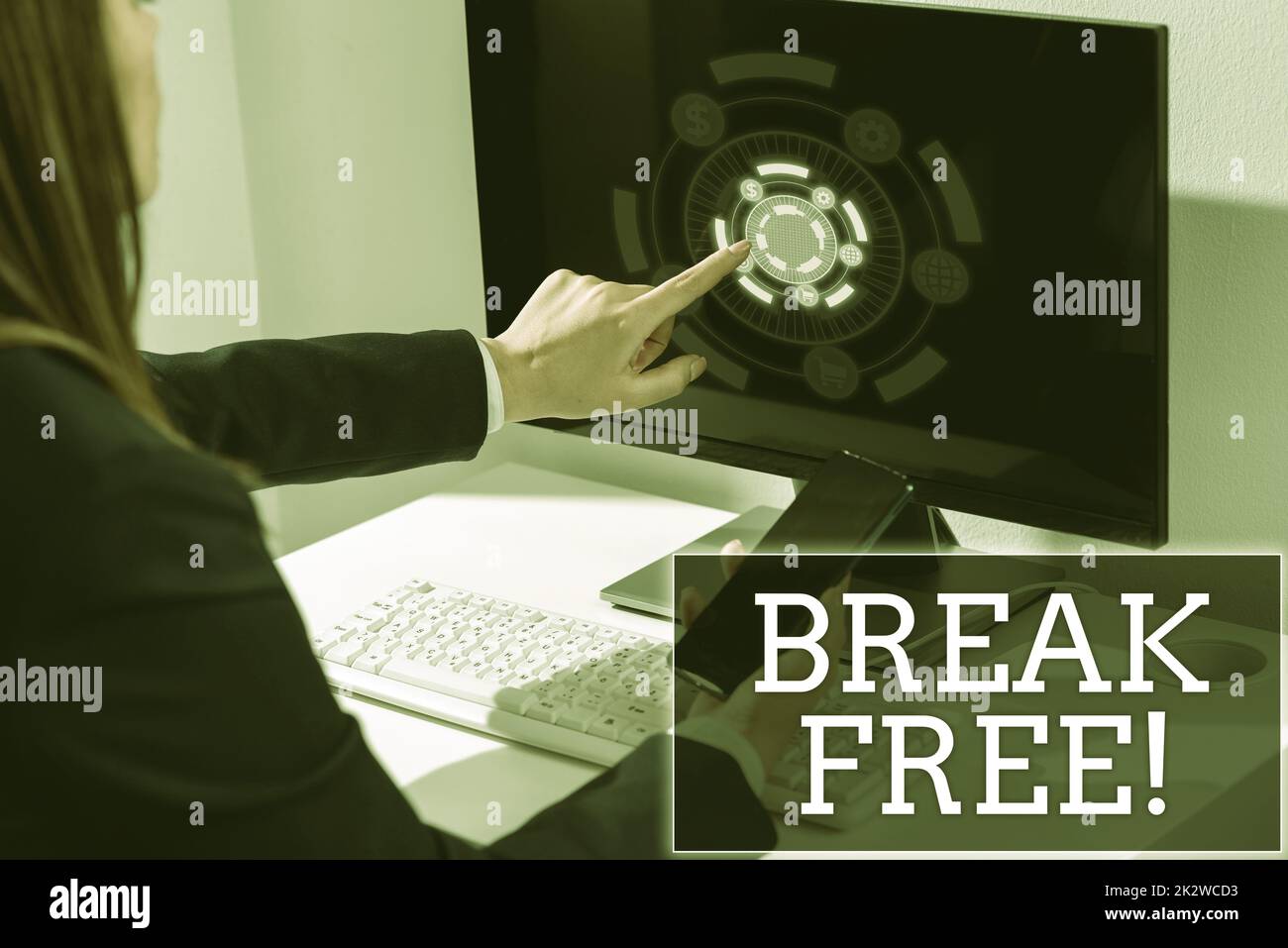 Text caption presenting Break Free. Word Written on another way of ...