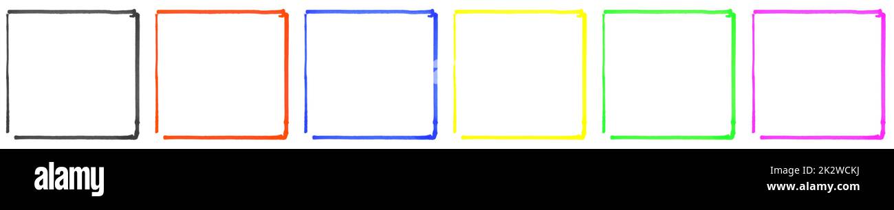 Pencil frames with different colors on white background Stock Photo - Alamy