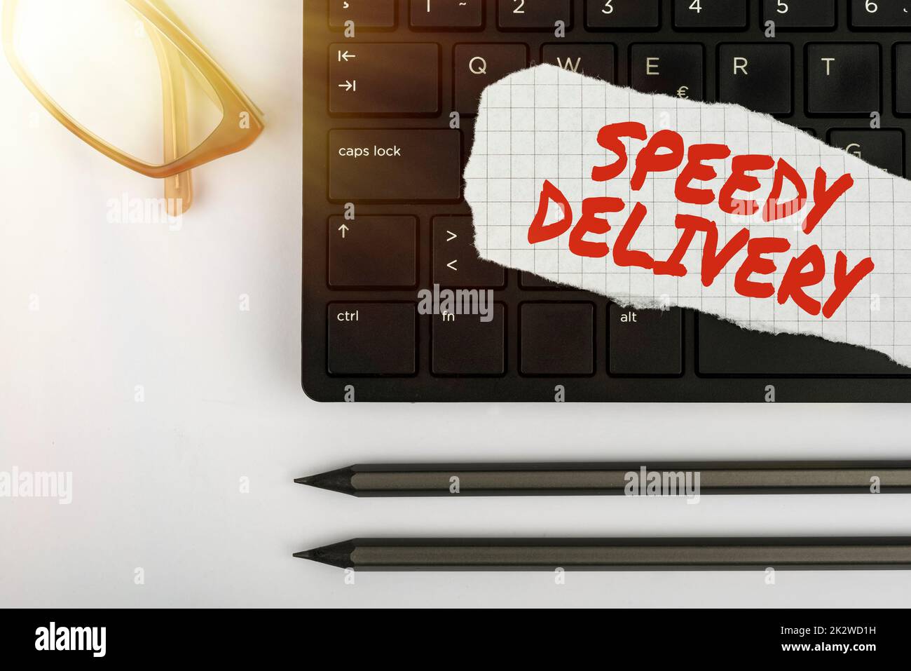 Text caption presenting Speedy Delivery. Business approach provide ...