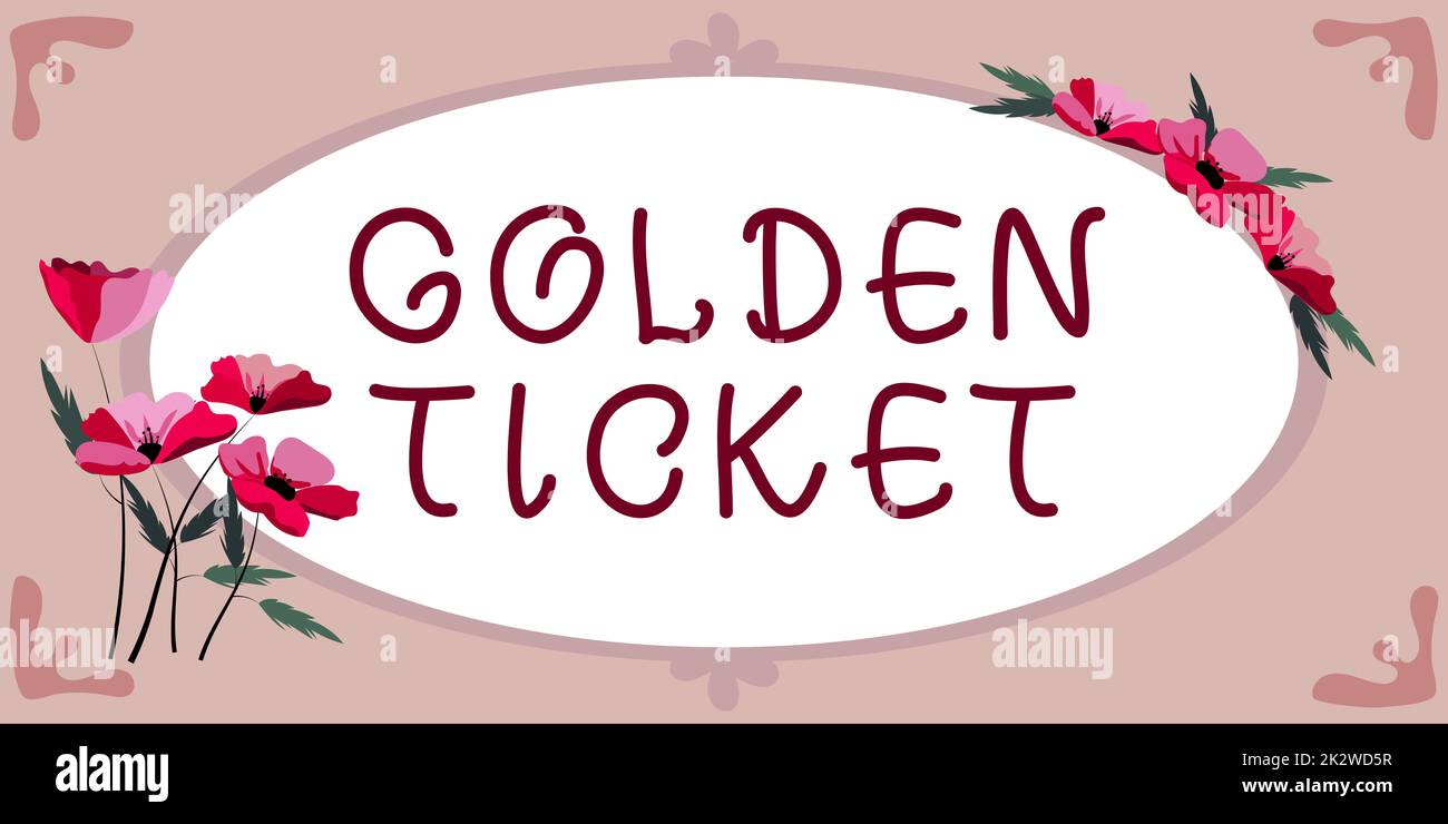 Conceptual display Golden Ticket. Word Written on Rain Check Access VIP ...