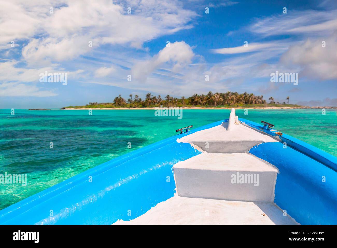 boat close to the Isla Contoy, Mexico Stock Photo - Alamy