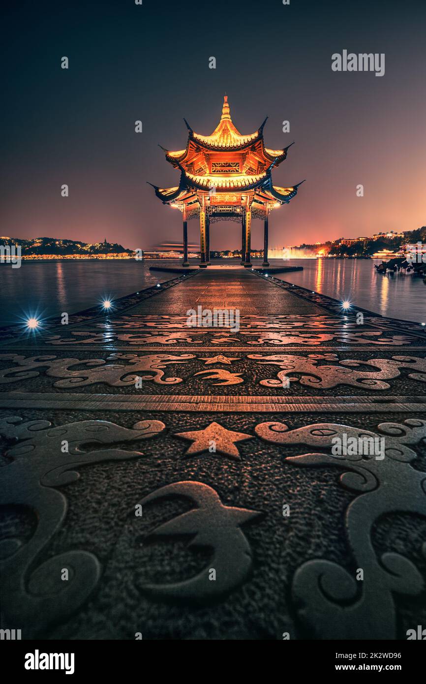 ancient Jixian Pavilion at West Lake, Hangzhou, China Stock Photo - Alamy