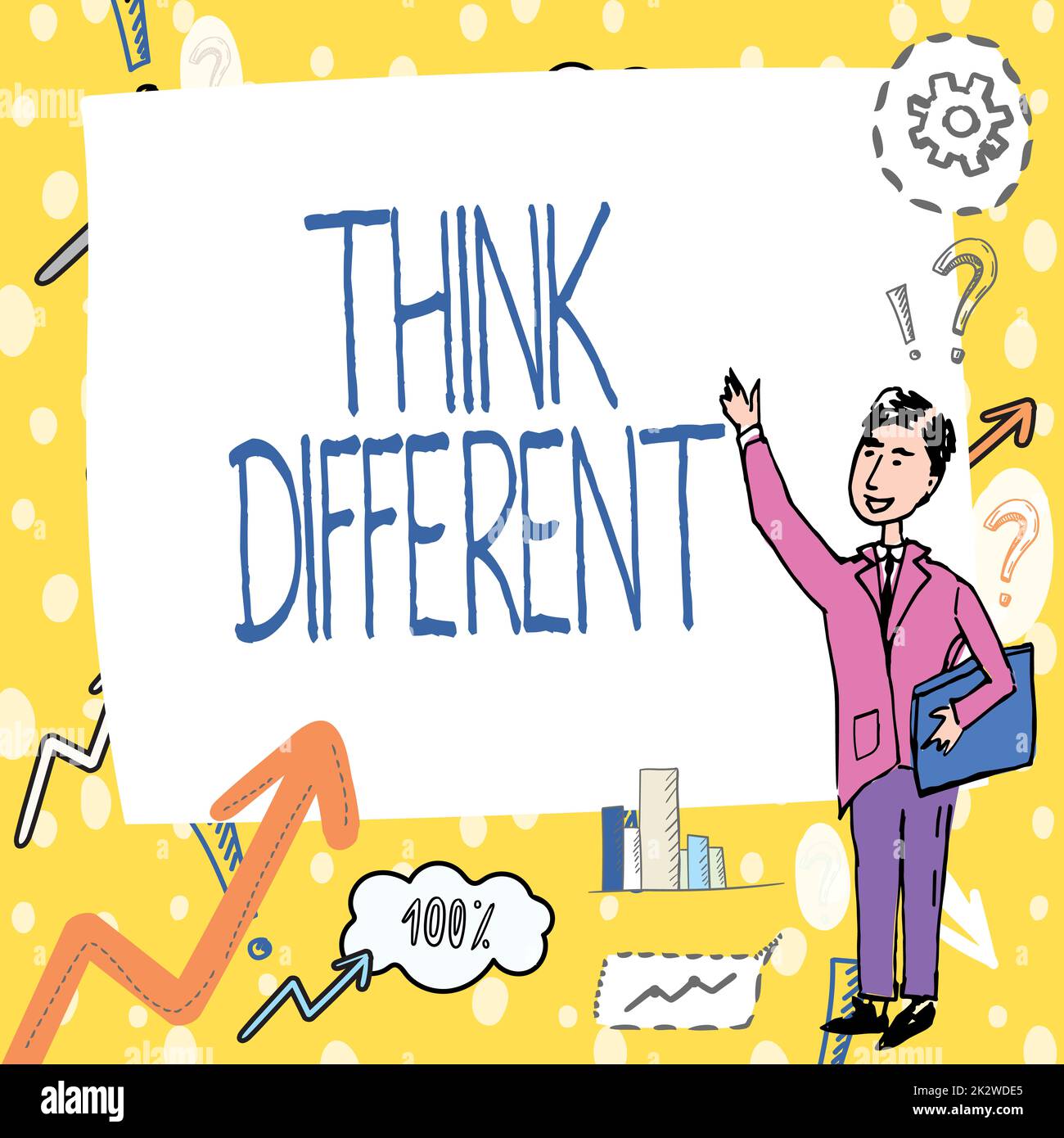 Text caption presenting Think Different. Word Written on be unique with ...