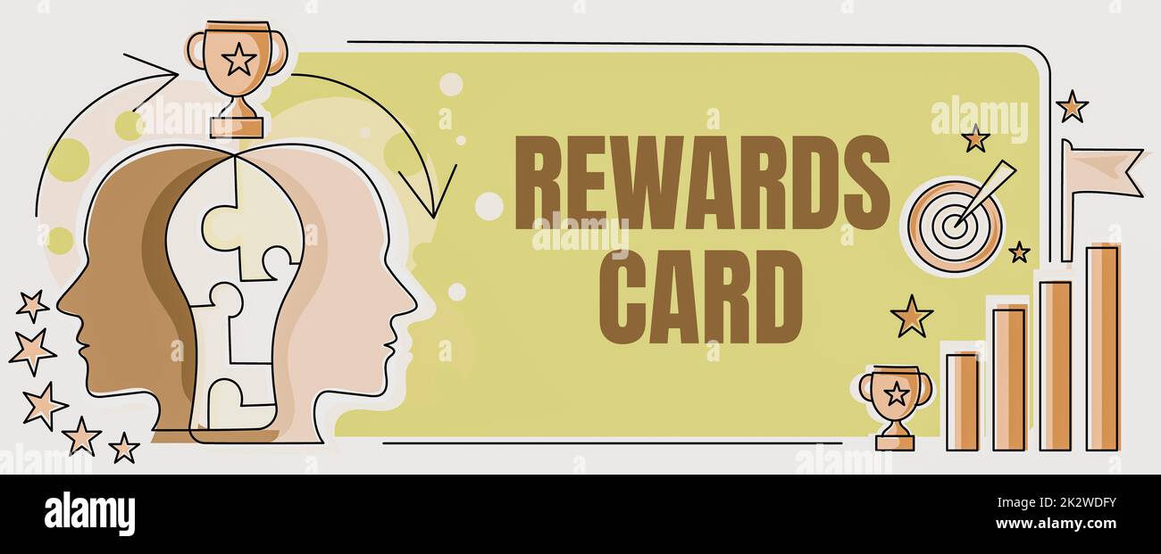Sign displaying Rewards Card. Business approach Help earn cash points ...