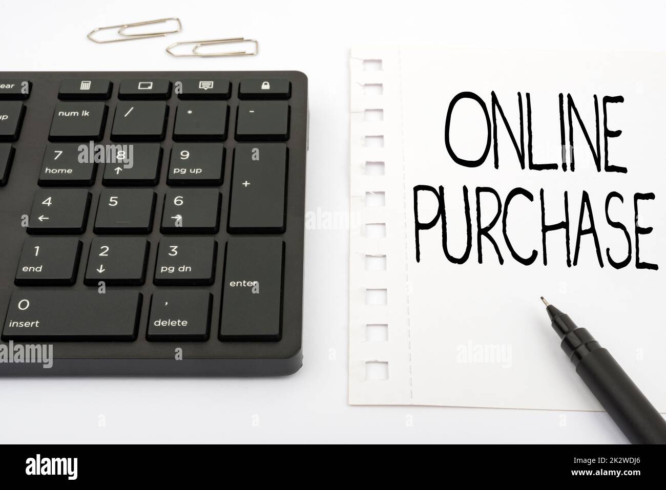 Text caption presenting Online Purchase. Concept meaning Purchases ...