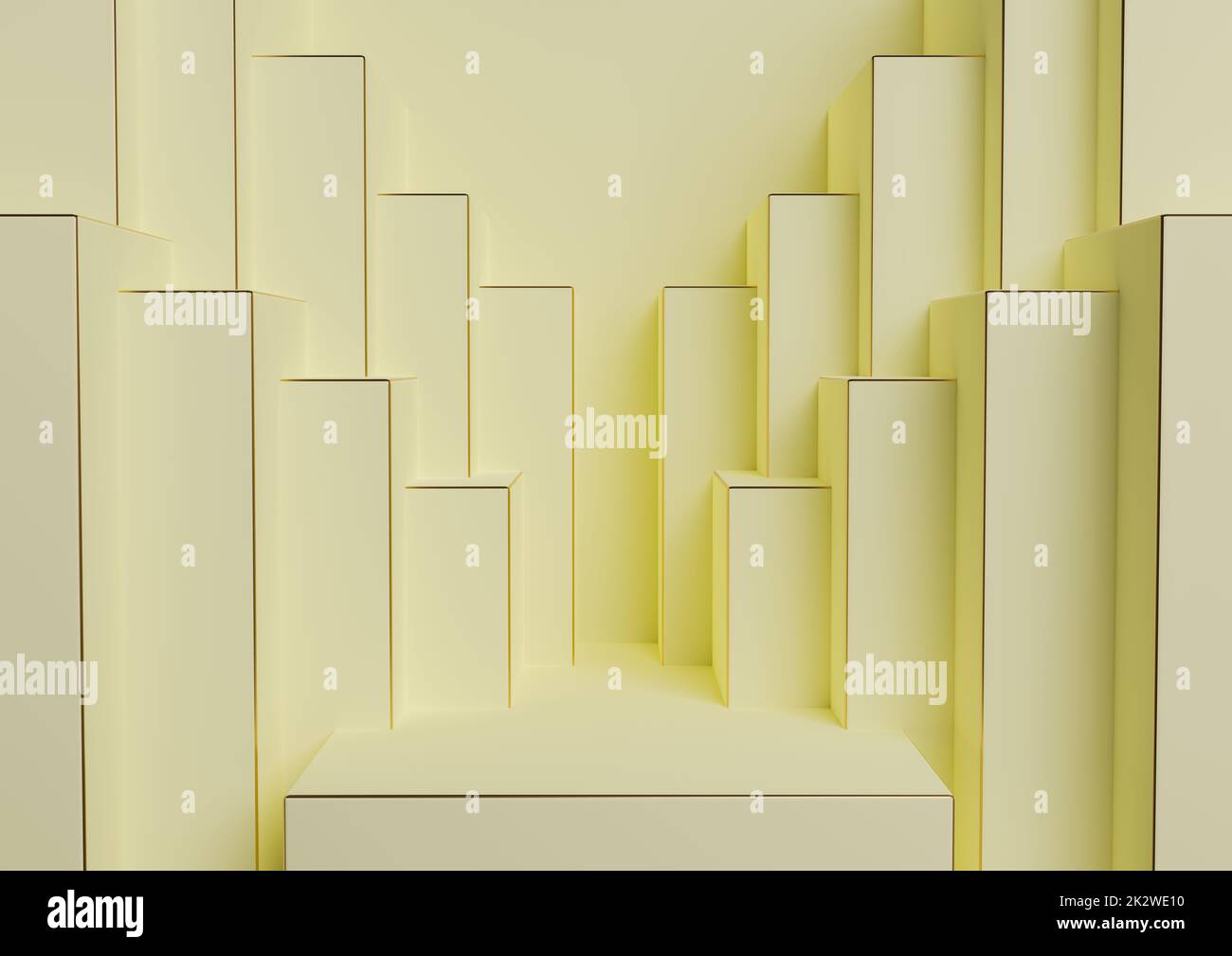 Pastel, light, citrus yellow 3D rendering product display podium or ...
