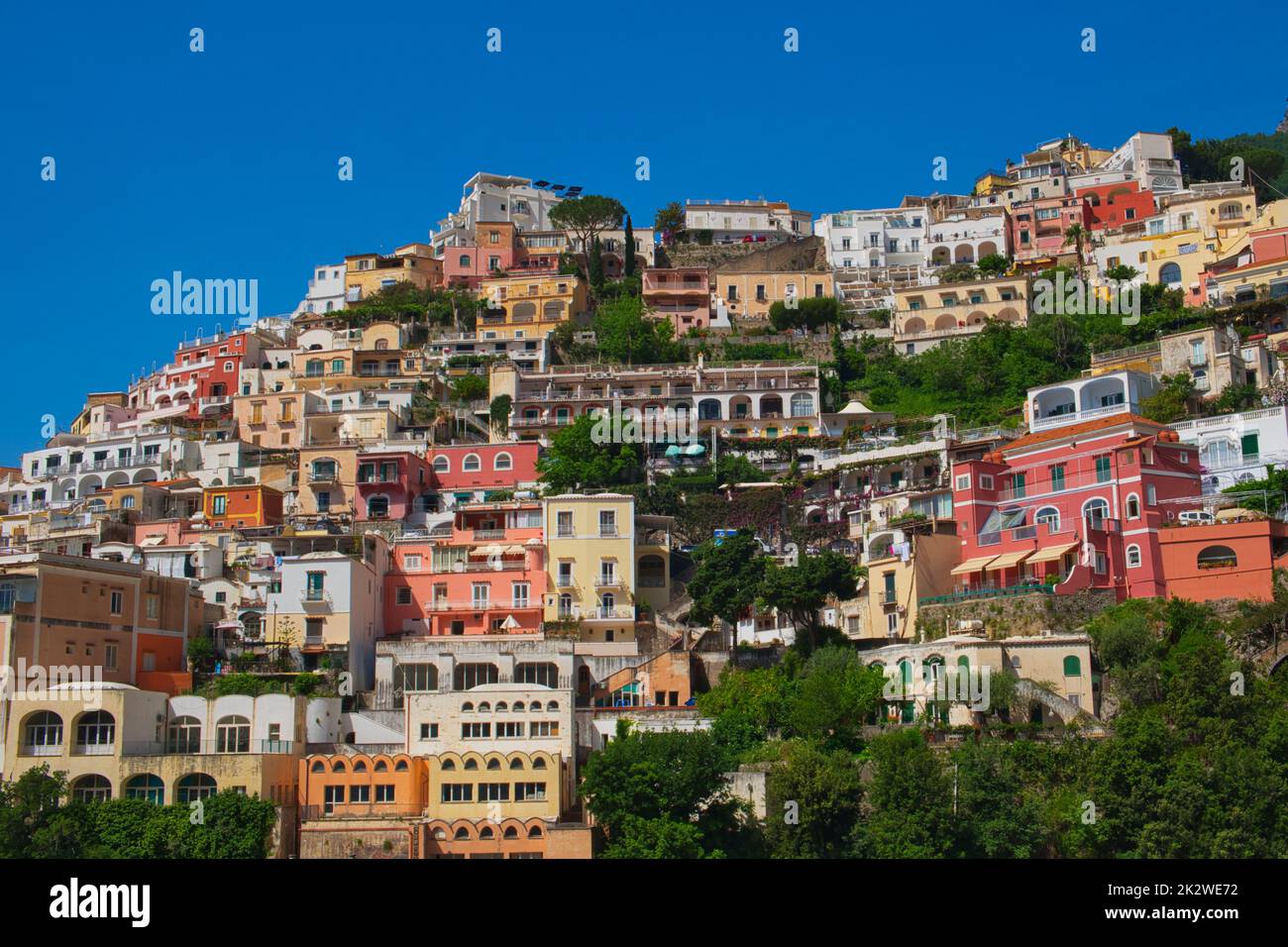 An aerial view of the beautiful seaside town of Positano, Italy Stock ...