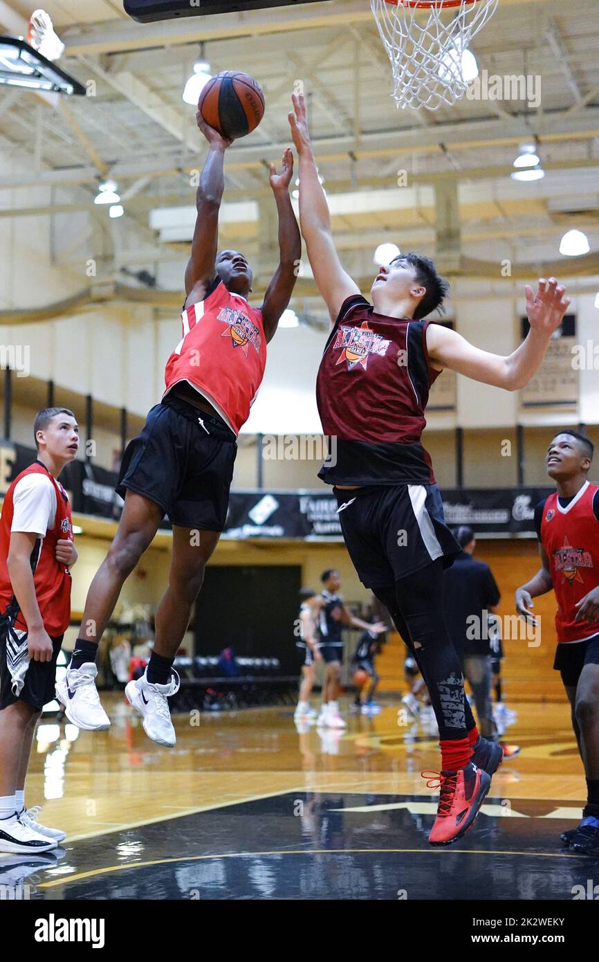 A player shooting a ball during an All-Star game in Indiana Highschool ...