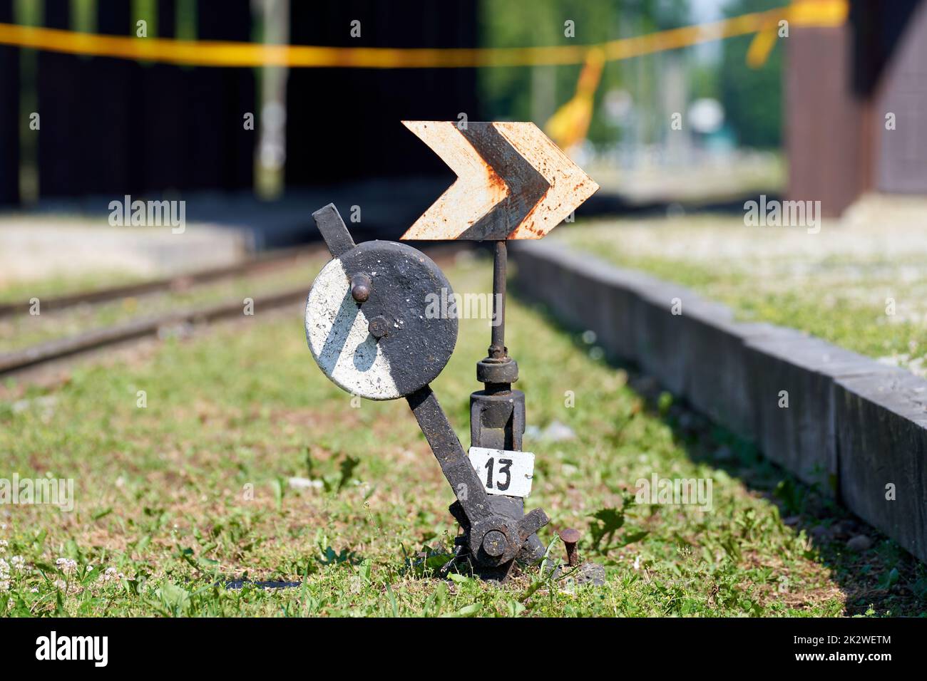 A manual rail road switch and junction near an abandoned railway Stock ...