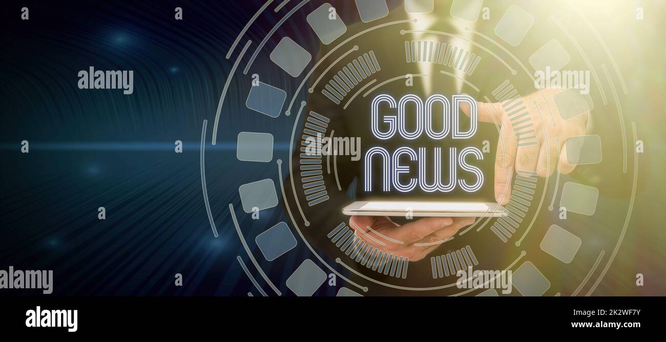 Text caption presenting Good News. Business approach Someone or ...
