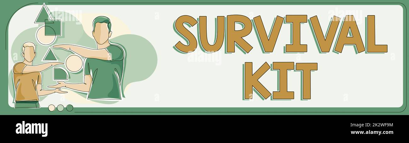 Text showing inspiration Survival Kit. Word Written on Emergency ...