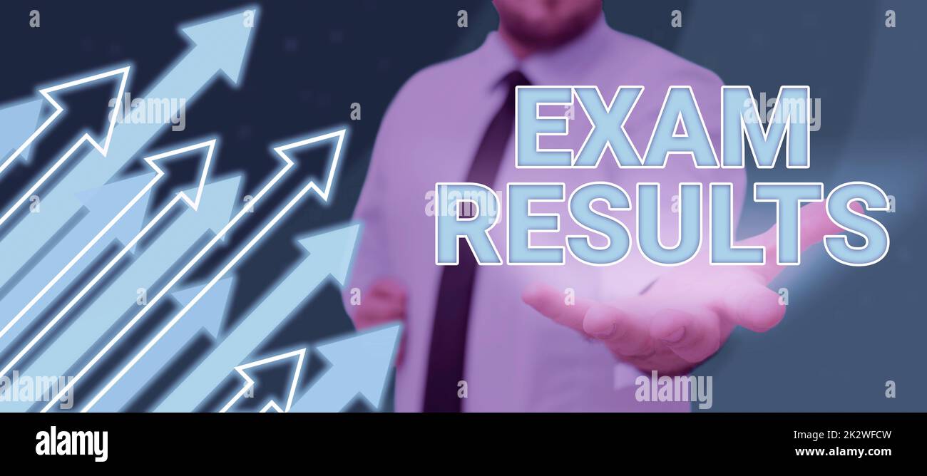 Hand writing sign Exam Results. Business idea An outcome of a formal ...