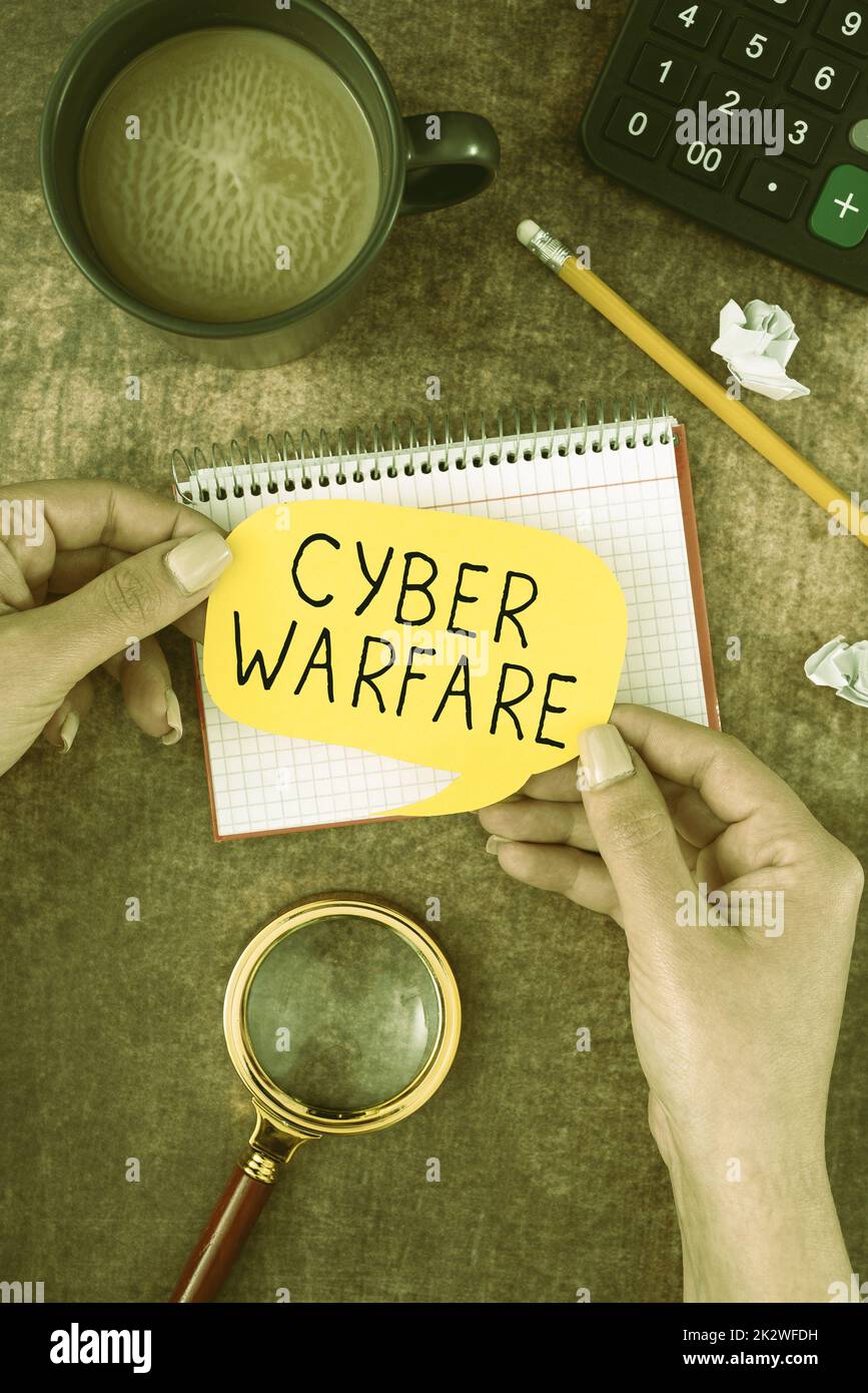 Text caption presenting Cyber Warfare. Business approach Virtual War ... Text caption presenting Cyber Warfare. Business approach Virtual War ...