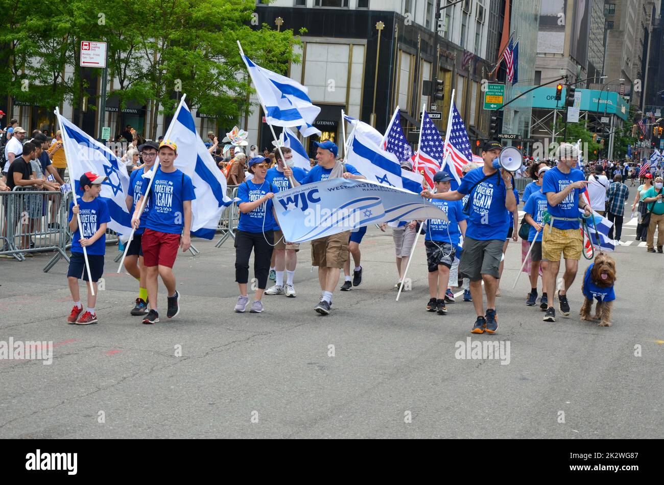 A view of annual Israel Day Parade along Fifth Avenue in New York City ...