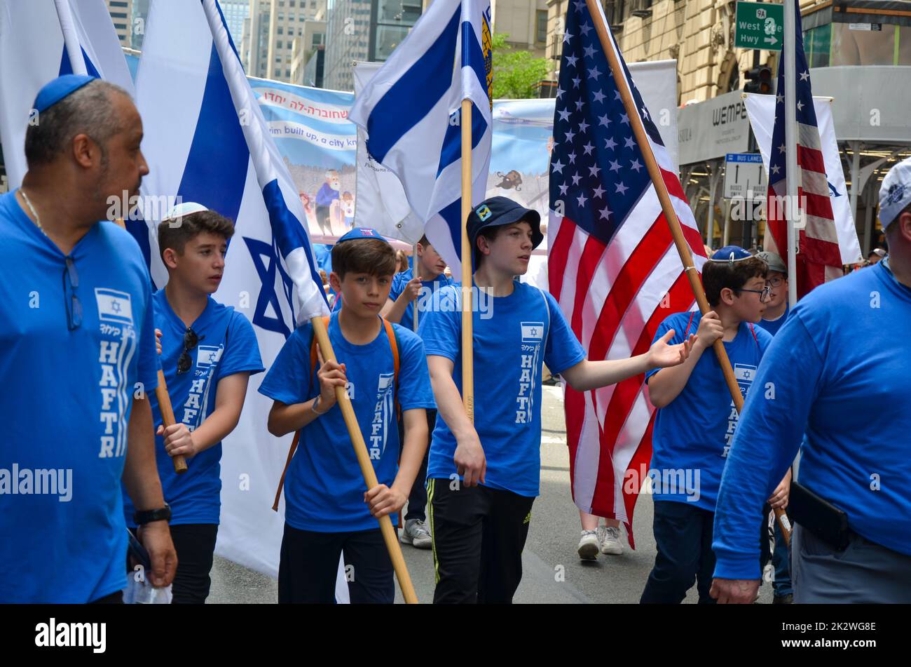 A view of annual Israel Day Parade along Fifth Avenue in New York City ...